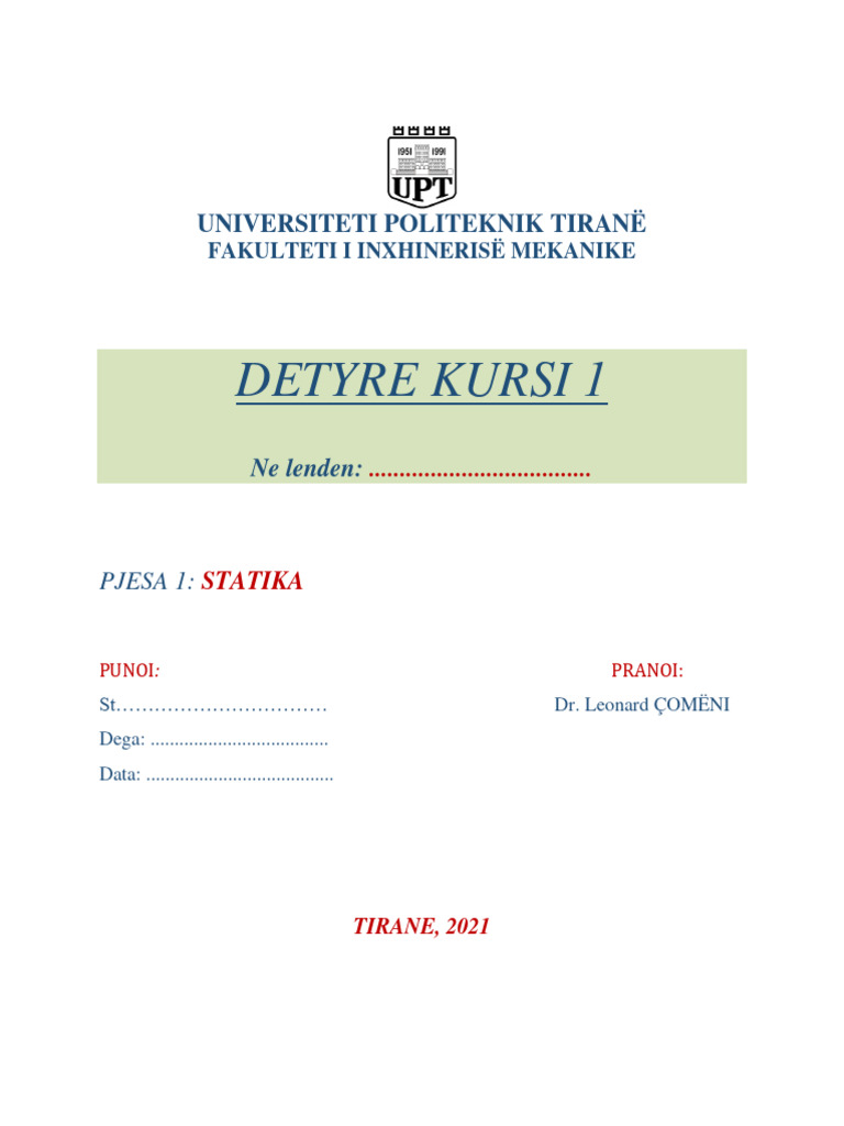 Detyre Kursi Statika Shembull | PDF