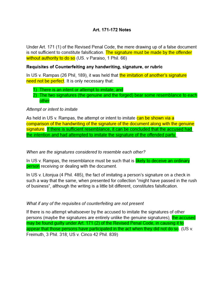 Art. 171-172 Notes | PDF