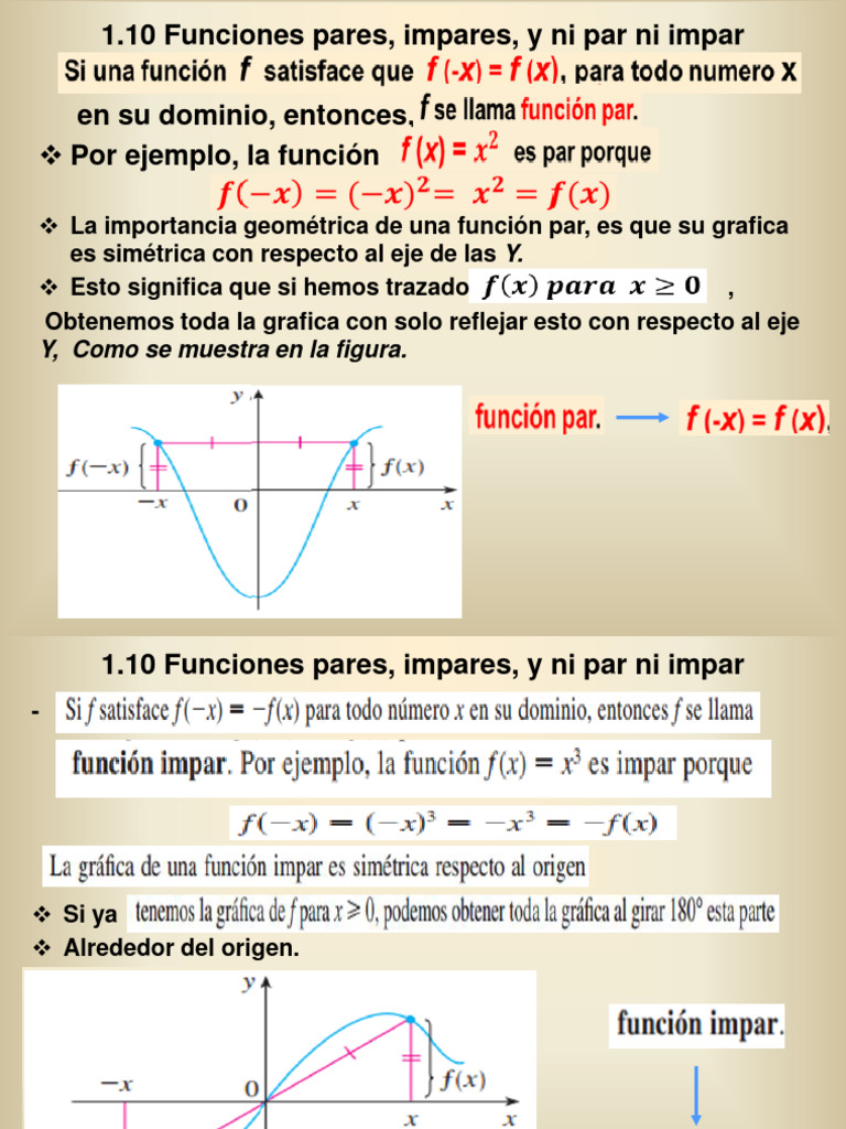 SUBTEMA 1.10 Funciones Pares, Impares, y Ni Par Ni Impar | PDF | Métodos y materiales de ...