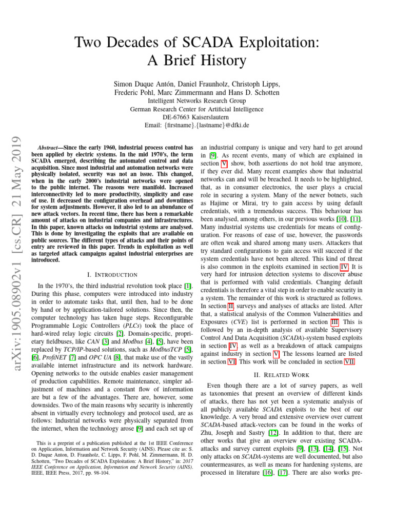 Two Decades of SCADA Exploitation | Download Free PDF | Security ...