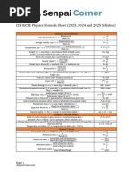 CIE A Level Physics Formula Sheet | PDF | Capacitance | Temperature