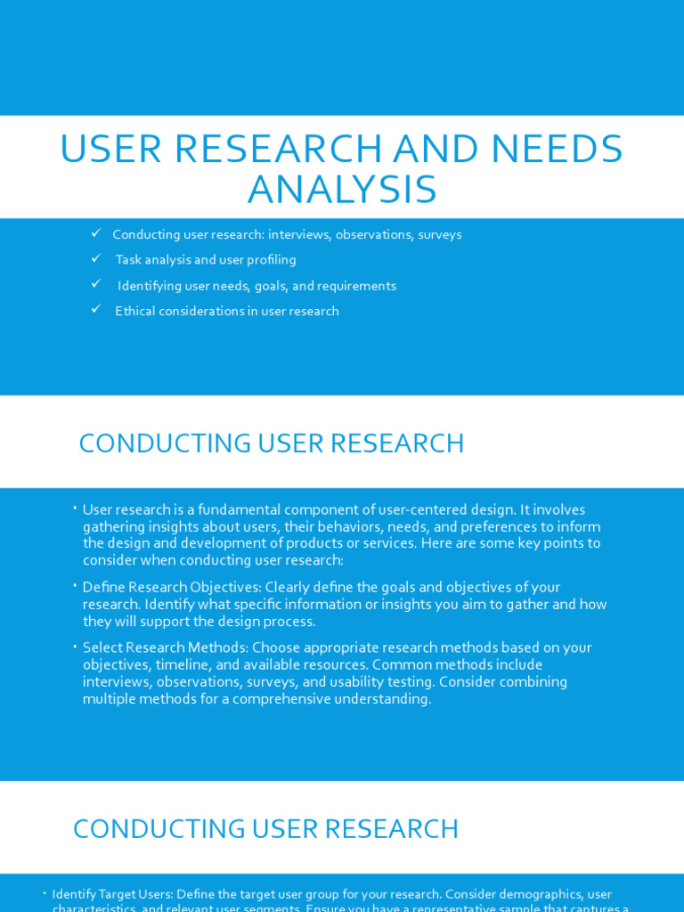 User Research and Needs Analysis | Download Free PDF | Usability | Survey Methodology