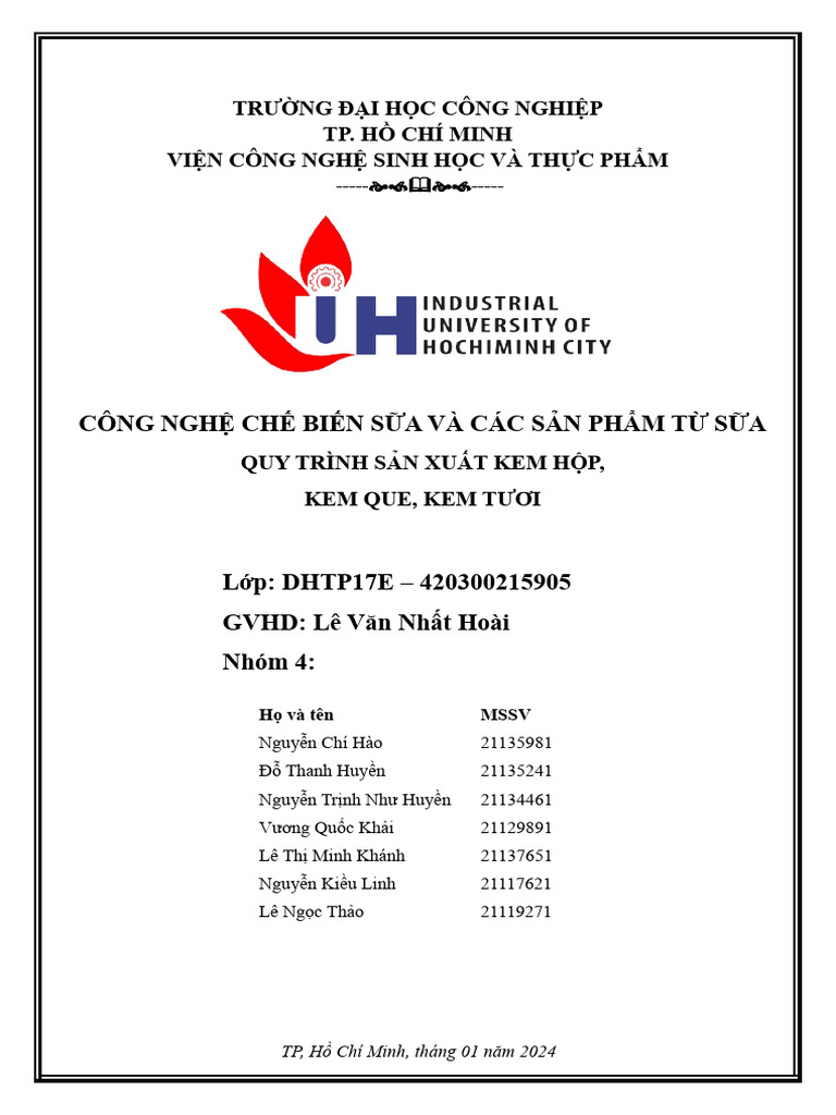 Tiểu luận CNCB Sữa | PDF