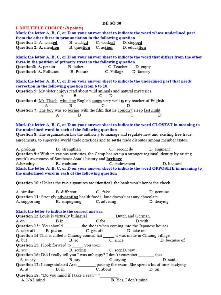 Đề thi vào 10 Anh TN form Hà Nội 2022 2023 ĐỀ SỐ 30 | PDF | Nobel Prize
