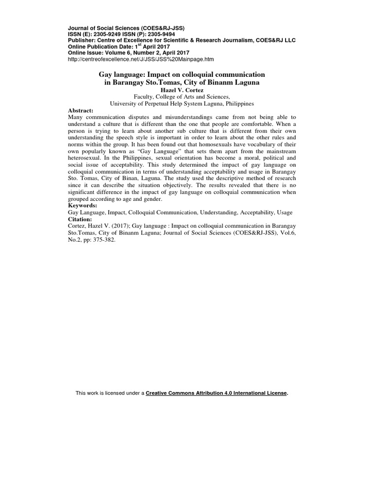 Impact of Gay Language on Communication | PDF | Survey Methodology | P ...