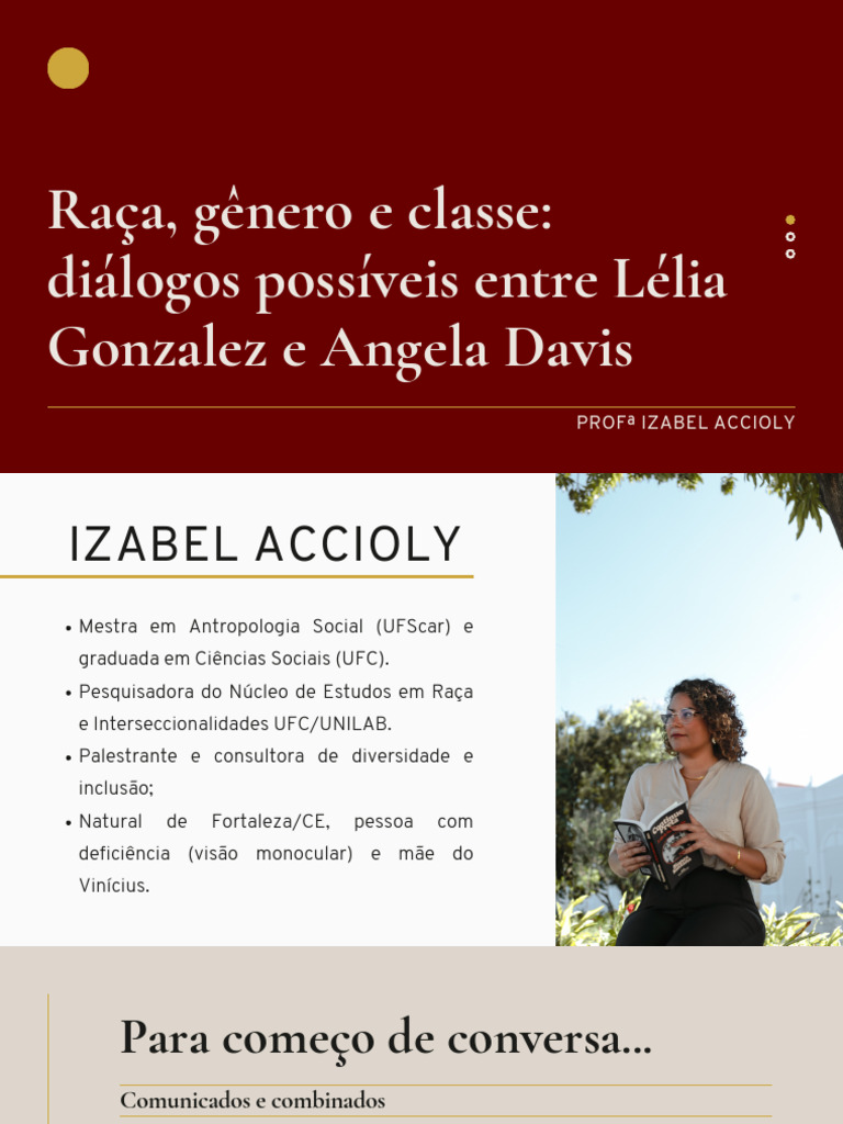 Minicurso Raça, gênero e classe diálogos possíveis entre Lélia Gonzalez ...