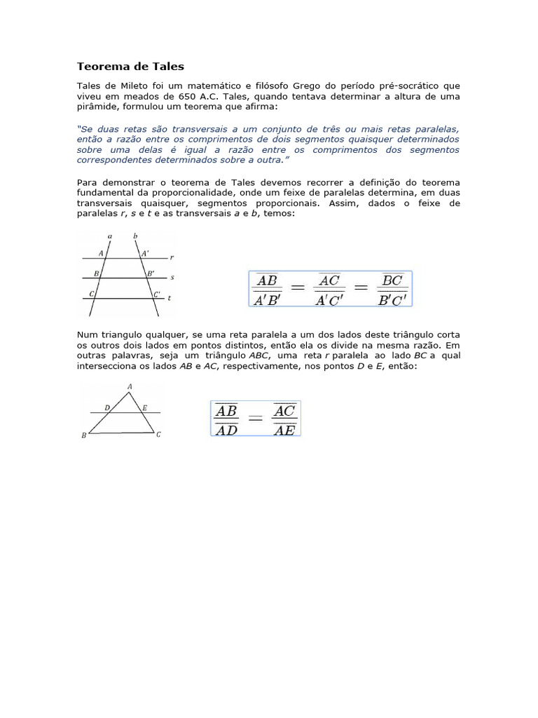 Teorema de Tales | PDF
