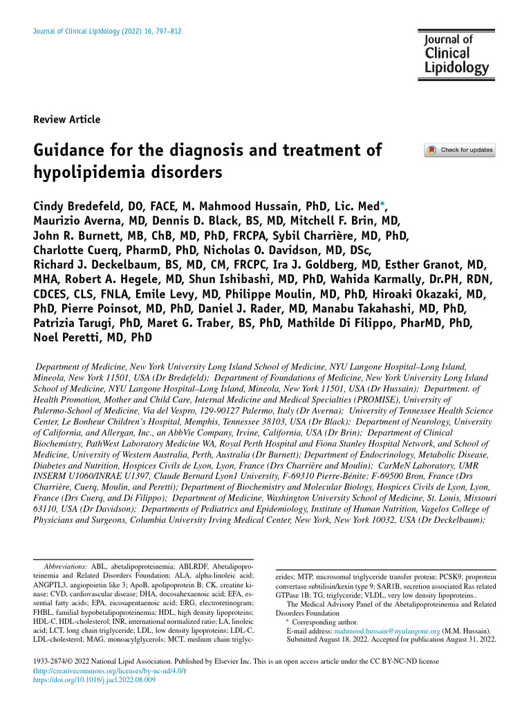 Guidance For The Diagnosis and Treatment of Hypoli | PDF | Lipoprotein ...