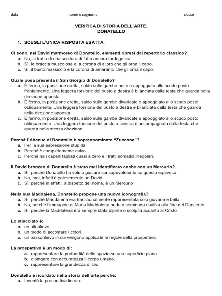 Donatello Verifica | PDF