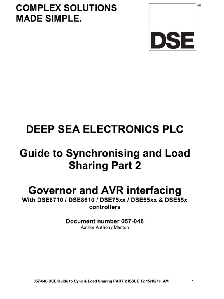 057-046 DSE Guide To Synchronising and Load Sharing Part 2 | PDF