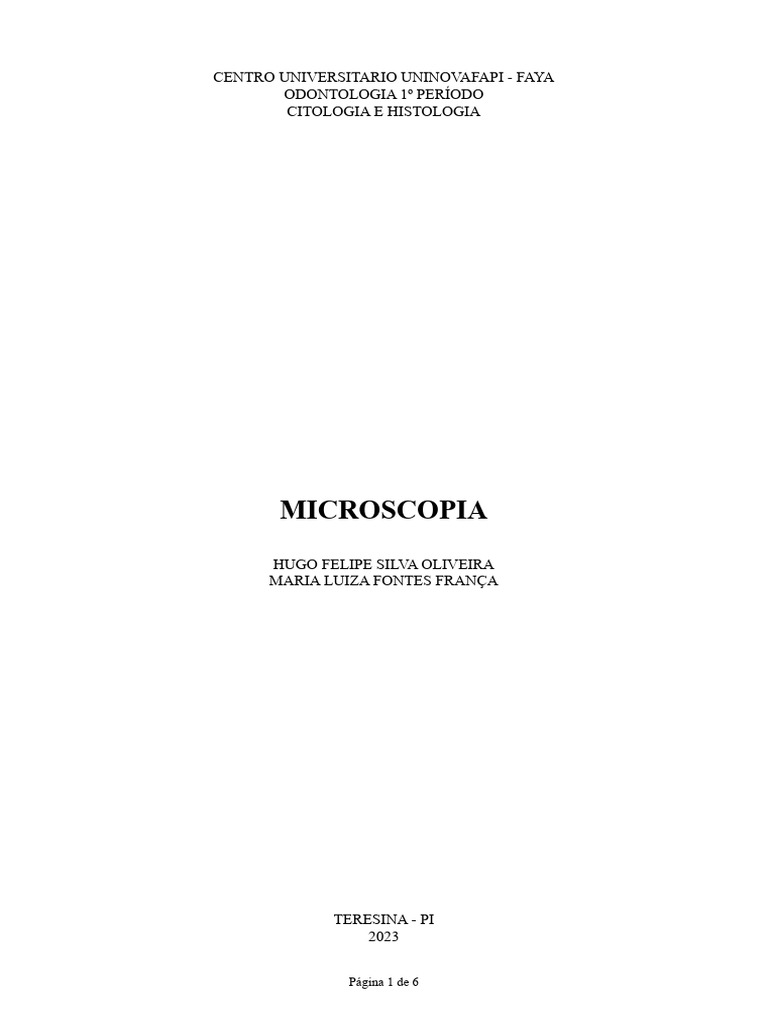 Relatorio Micros | PDF | Ótica | Microscópio