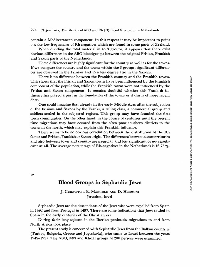 Blood Groups in Sephardic Jews: I Distribution of ABO and RH (D) Blood ...