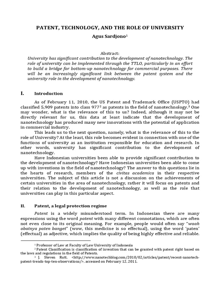 Patent Technology and The Role of University | PDF | Patent | Patent ...