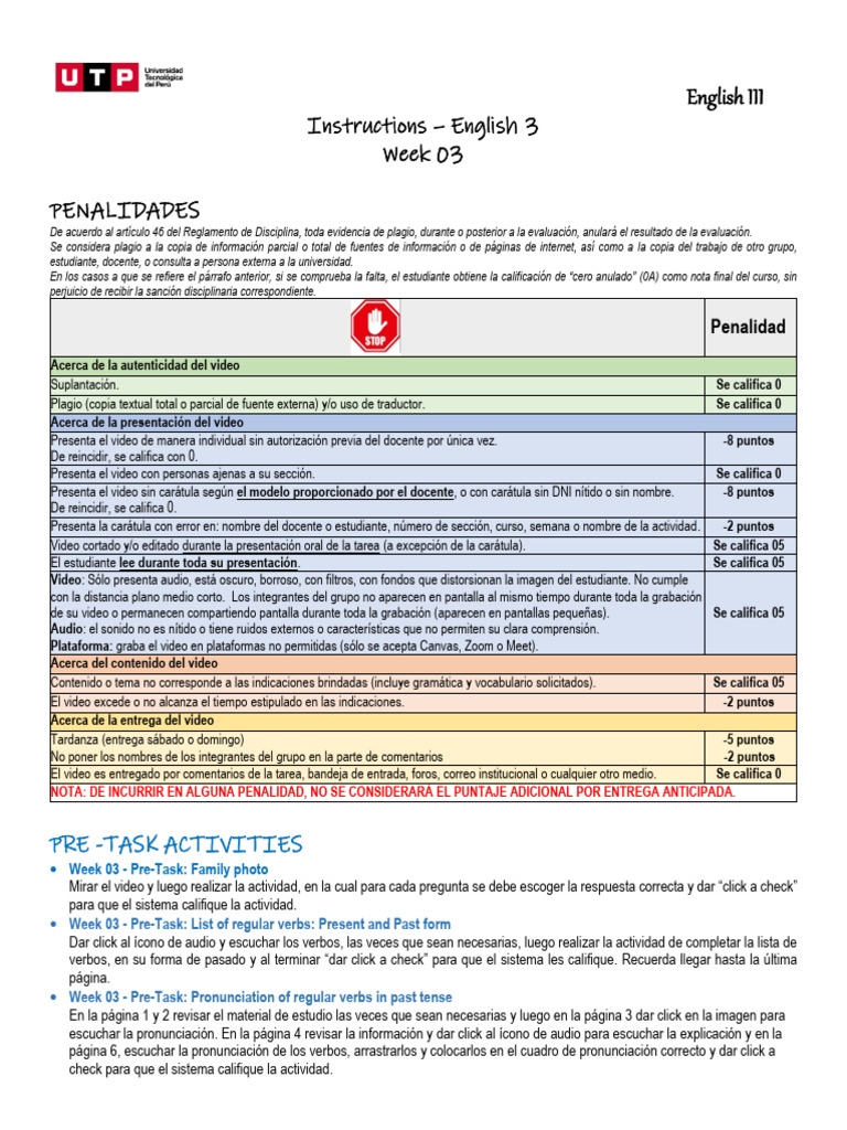 Penalidades y Tareas: English III | PDF | Plagio