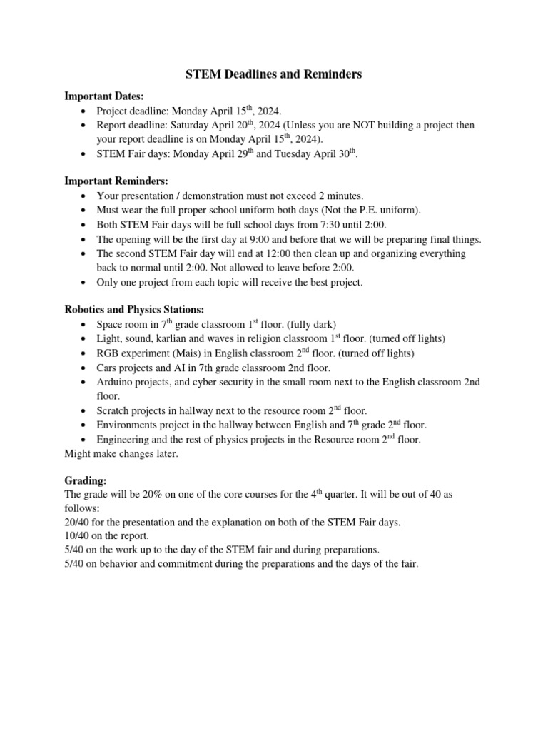 Important Reminders | PDF