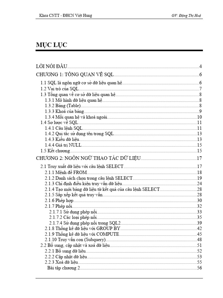 giáo trình SQL | PDF