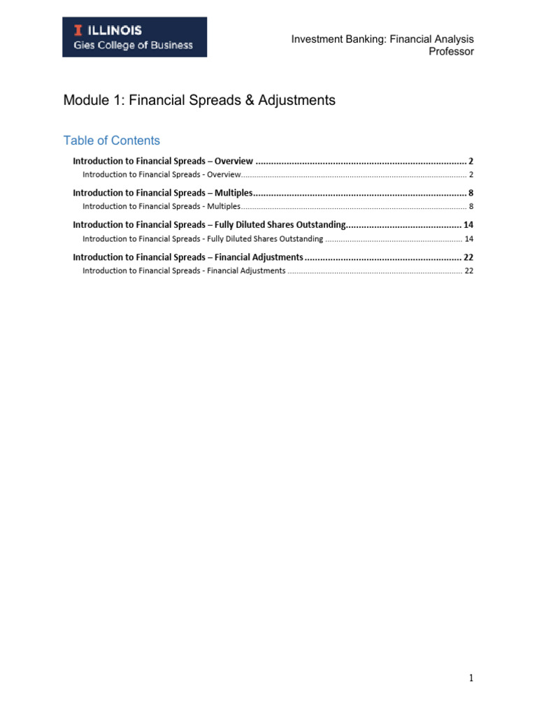 Module 1 Financial Spreads & Adjustments | PDF | Option (Finance) | Stocks