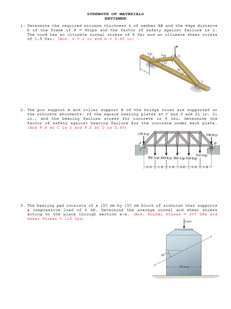 Strength of Materials Reviewer | PDF | Bending | Strength Of Materials