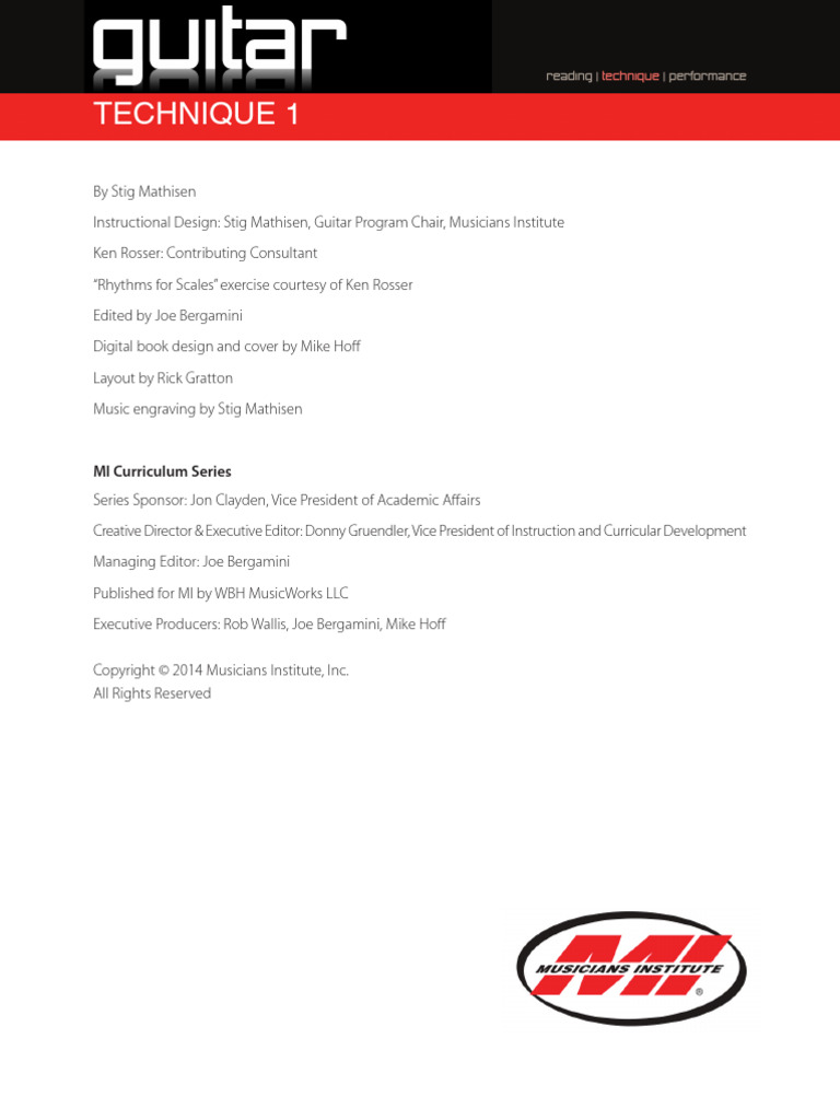 MI-Bookstore Guitar Technique 1-SAMPLE | PDF | Guitars | String Instruments