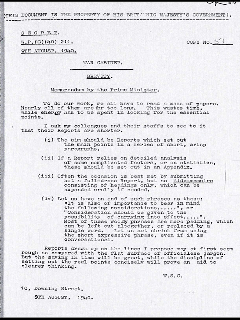 Churchill Memo On Brevity Pdf