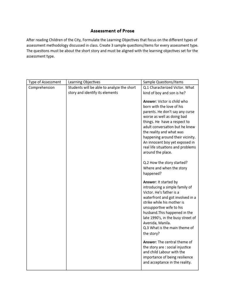 Assessment of Prose Done | PDF | Vocabulary | Behavioural Sciences