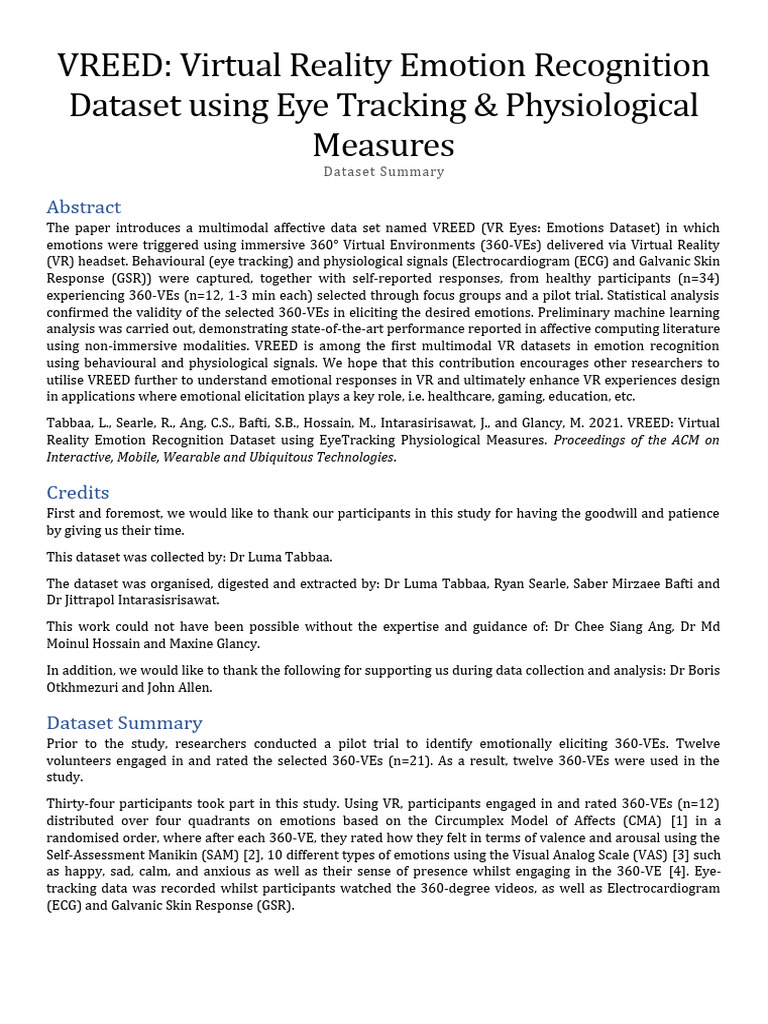 Dataset Summary | PDF | Virtual Reality | Standard Deviation Dataset Summary | PDF | Virtual Reality | Standard Deviation