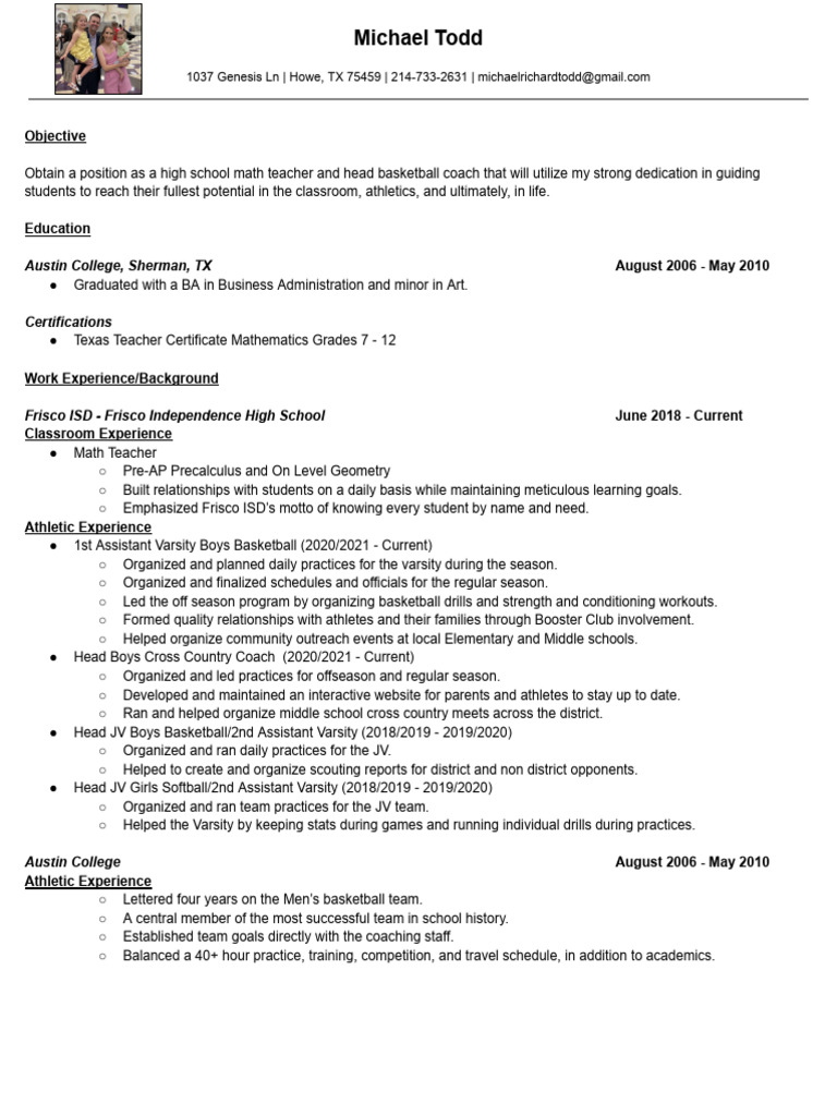 Michael Todd Resume 4 2024 1 | PDF | Behavior Modification | Learning