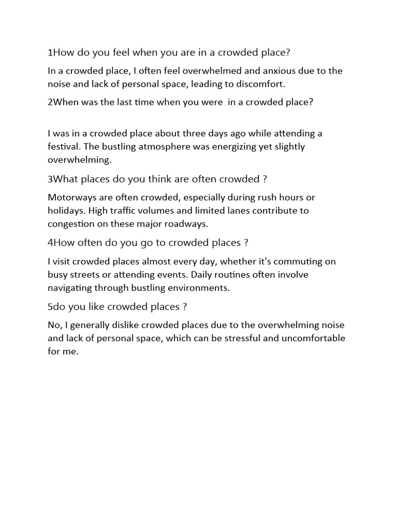 1how Do You Feel When You Are in A Crowded Place | PDF