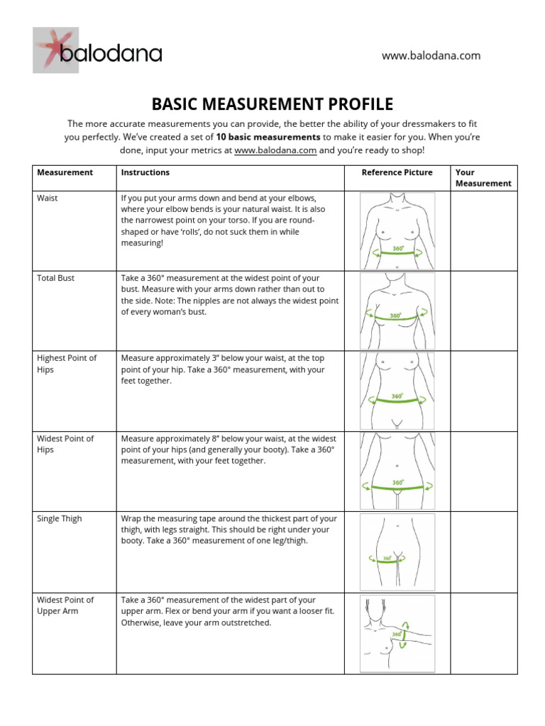 Take Body Measurements Woman | PDF | Waist | Seam (Sewing)