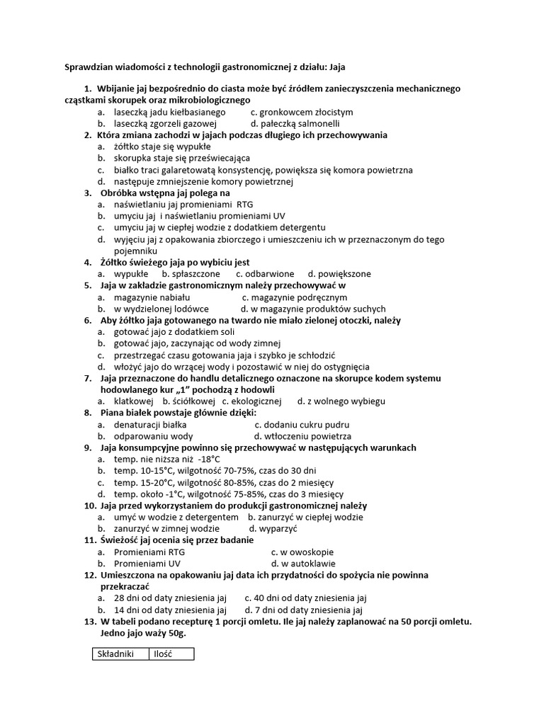 Sprawdzian Jaja | PDF
