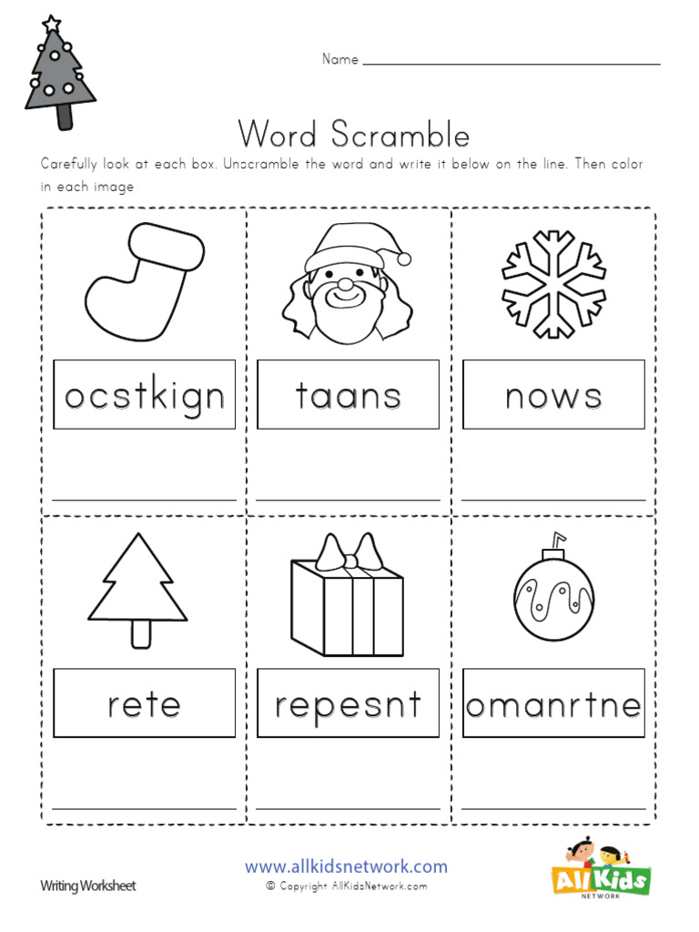 Christmas Word Scramble Worksheet | PDF