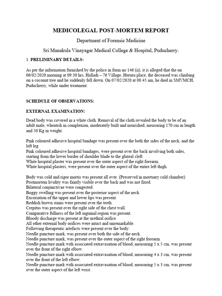 PM Report 2 - Fall from height | PDF | Aorta | Esophagus