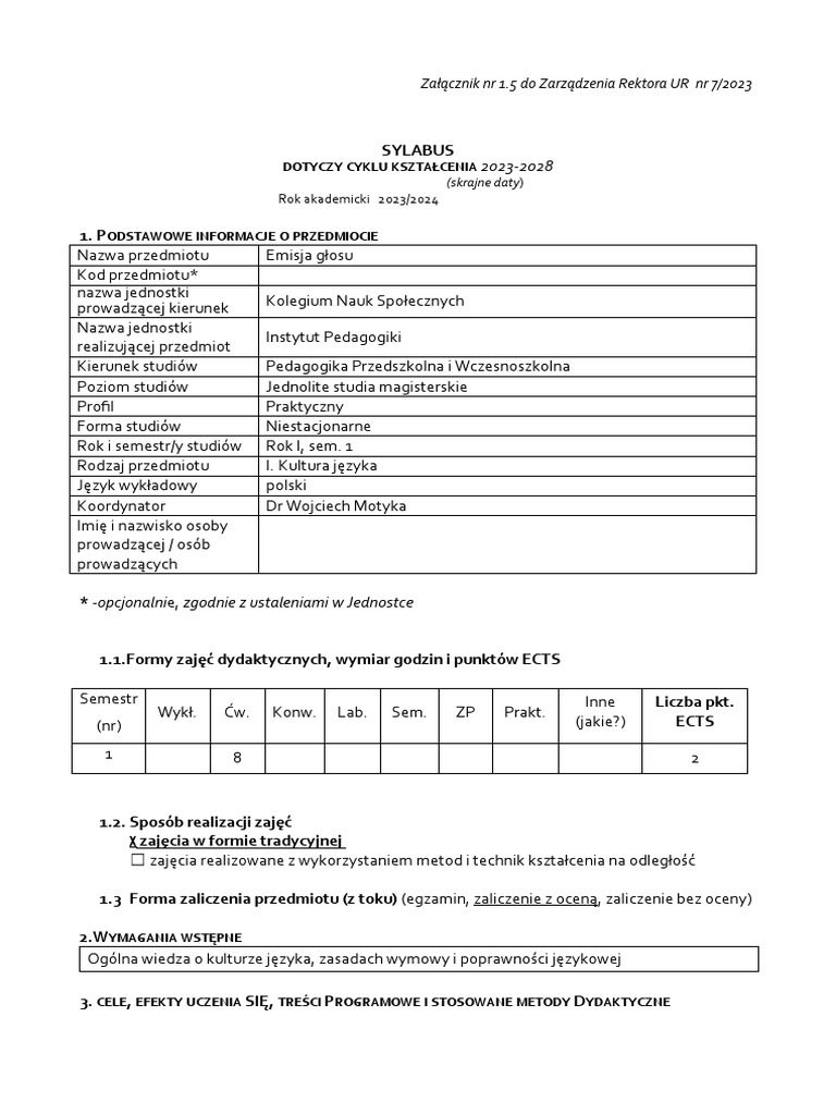 Emisja Głosu NST Sylabus UR | PDF Emisja Głosu NST Sylabus UR | PDF