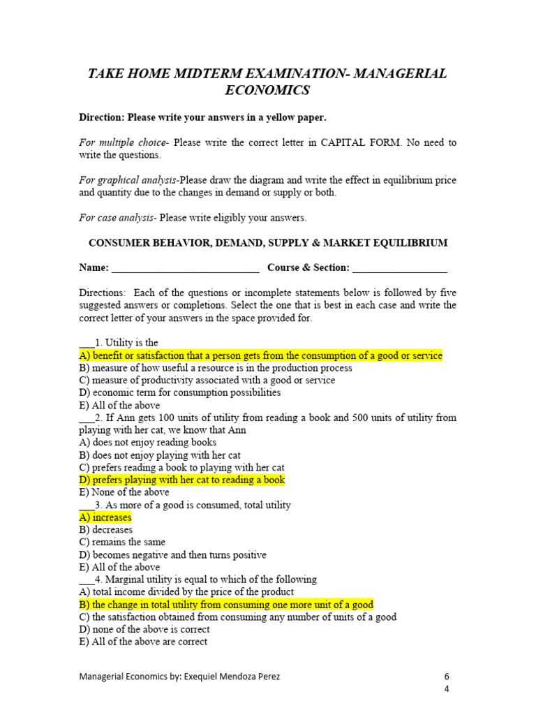 Midterm Exam | Download Free PDF | Demand | Economic Equilibrium