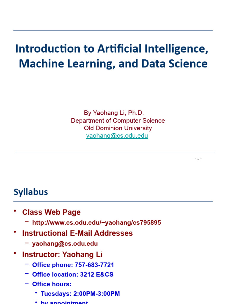 Lecture 1 - Introduction | PDF | Artificial Intelligence | Intelligence (AI) & Semantics