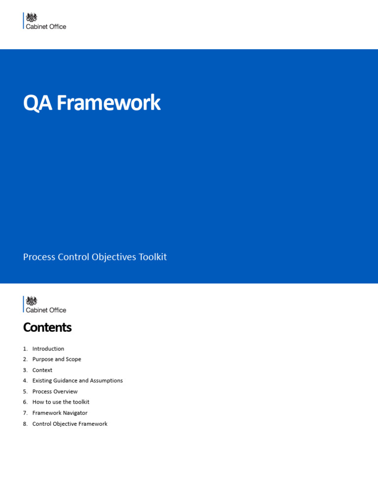 QA Framework Control Objectives Toolkit | PDF | Payroll | Procurement