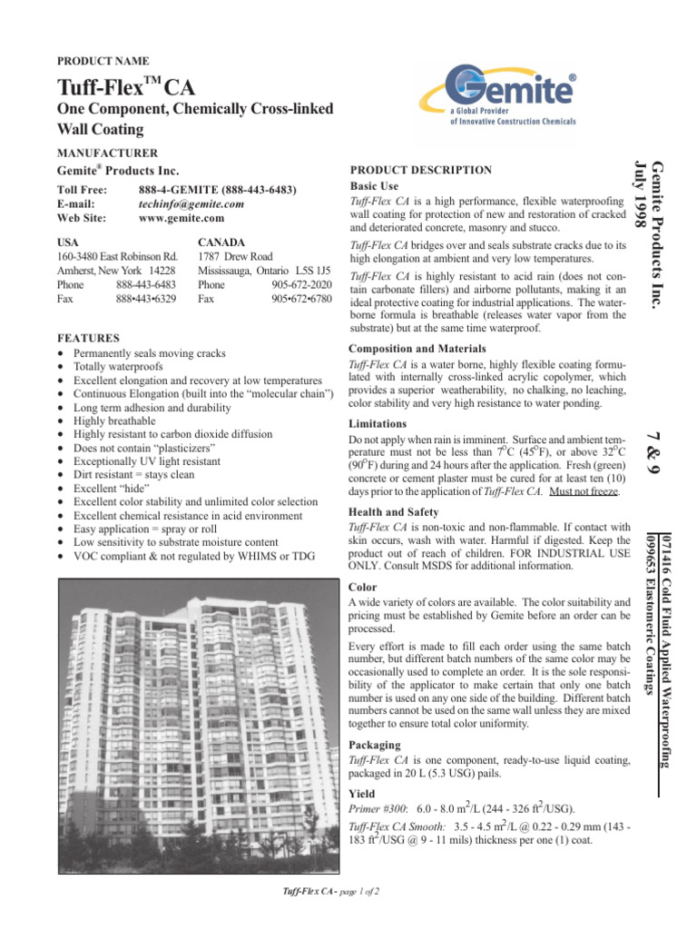 Tuff-Flex CA | PDF | Coating | Concrete
