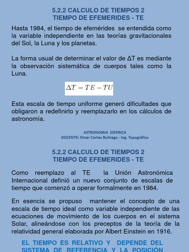 5.2.2 Calculo de Tiempos 2 | PDF | Tiempo espacial | Ciencias fisicas