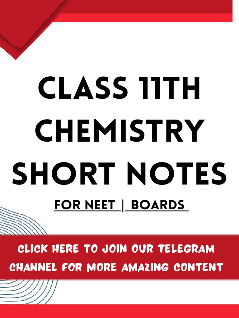 Class 11 Chemistry Short Notes | PDF | Chemical Bond | Ionic Bonding