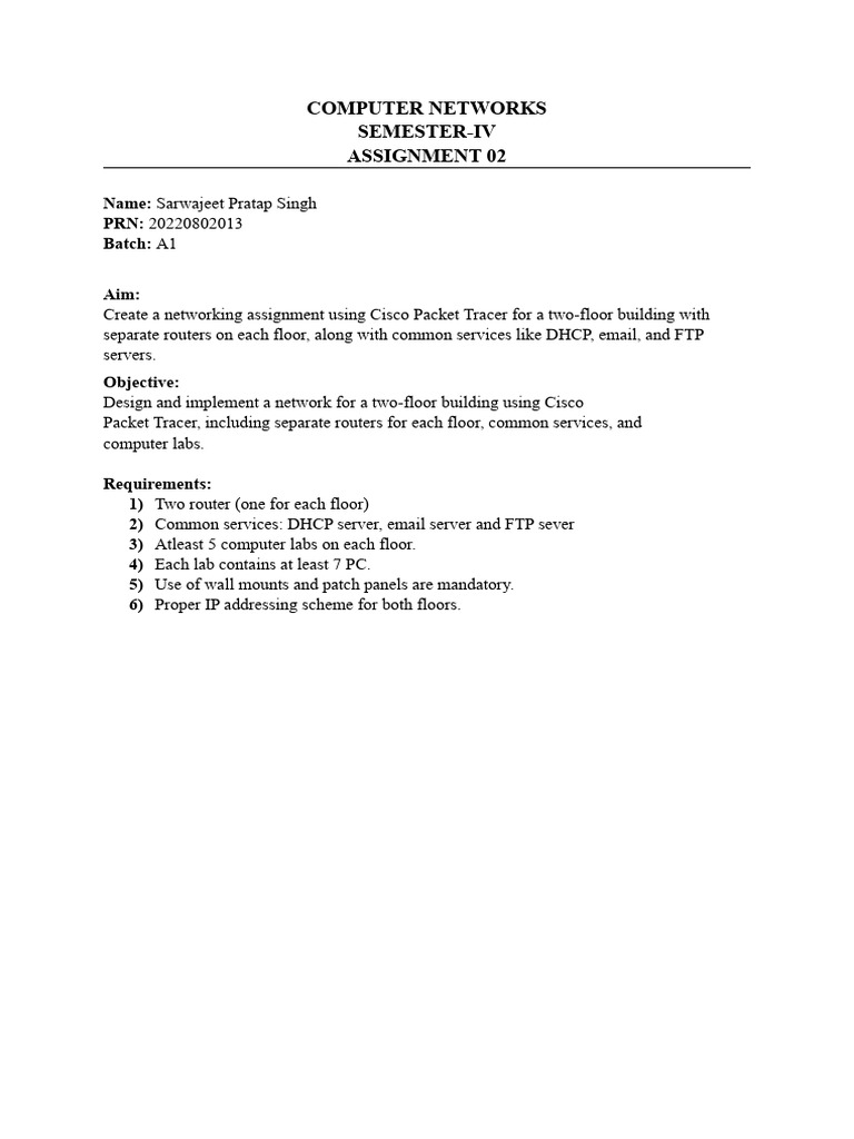 CN Lab Assignment 02 | PDF | Ip Address | File Transfer Protocol