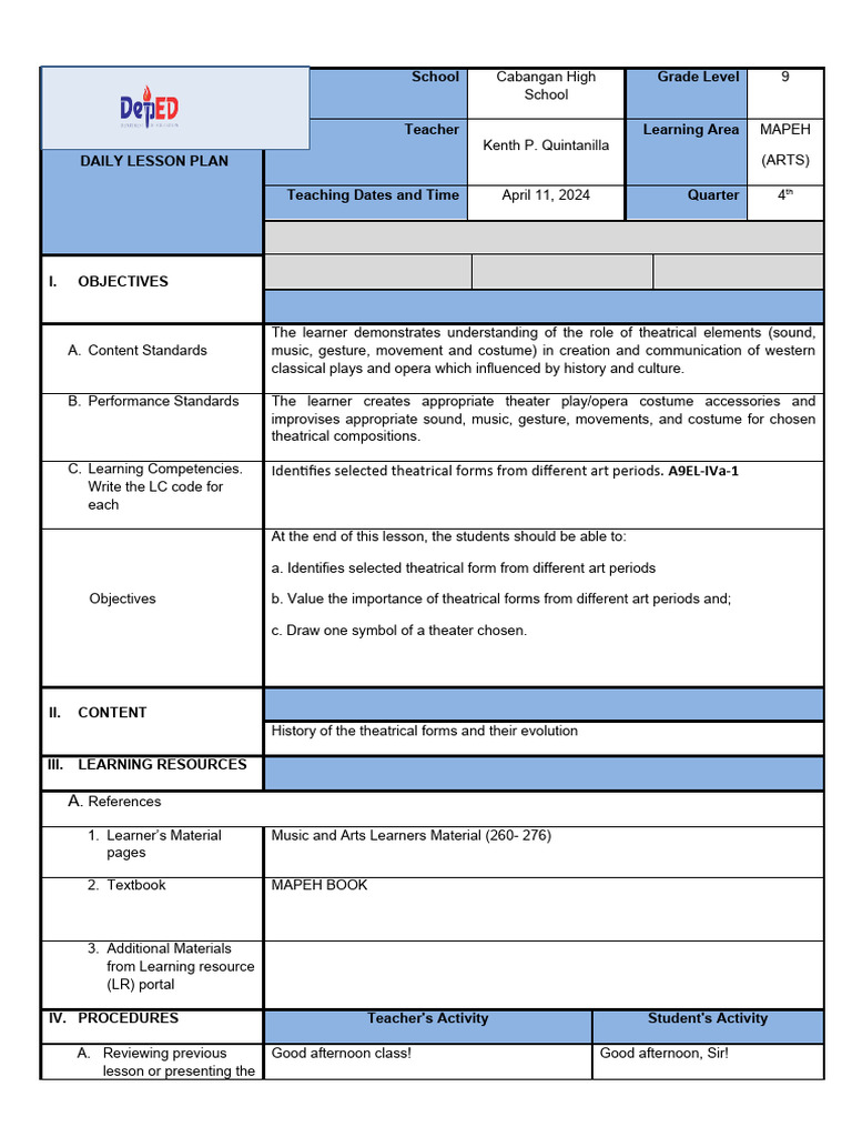 DLP Theaterical Forms | PDF | Theatre | Tragedy