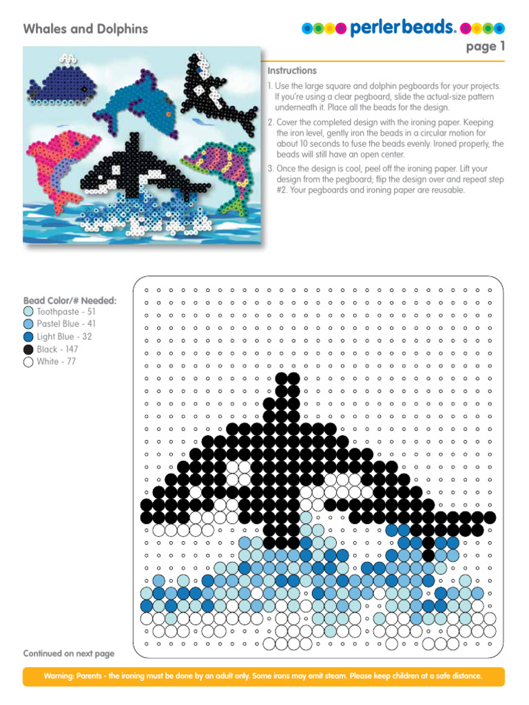 Perler Project Guide - Whales and Dolphins | PDF | Bead | Artistic ...
