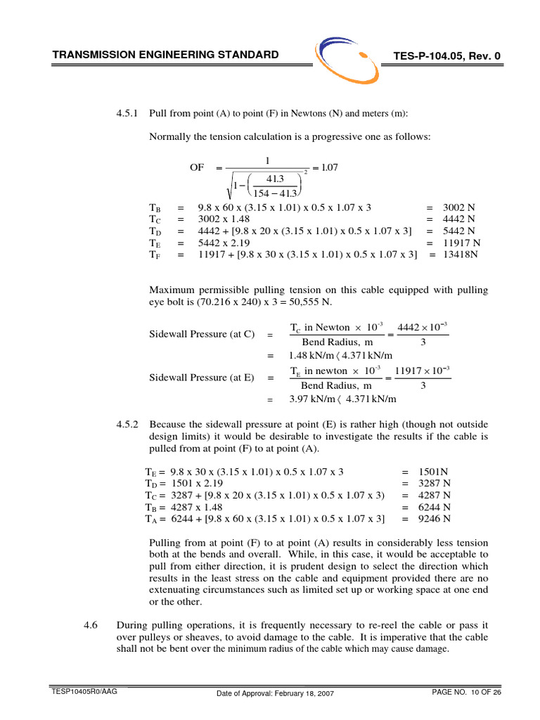 TES-P-104.05 Cable Installations, Engineering Requirements-10 | PDF ...
