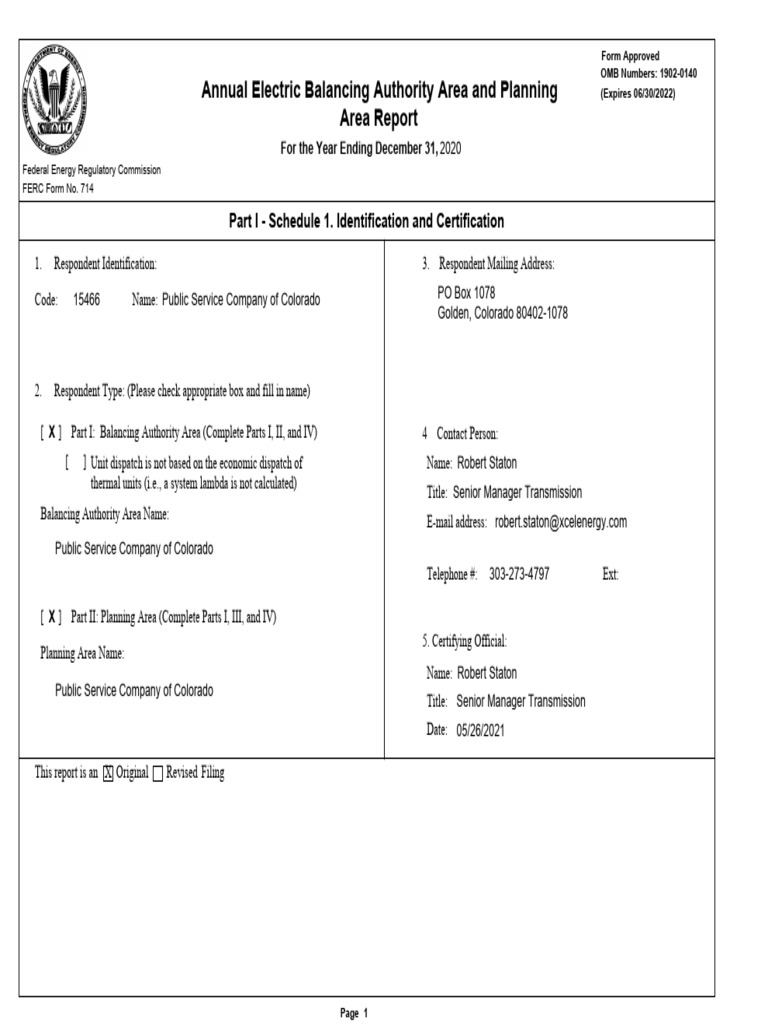 FERC Form 714: Energy Report 2020 | PDF | Federal Energy Regulatory ...