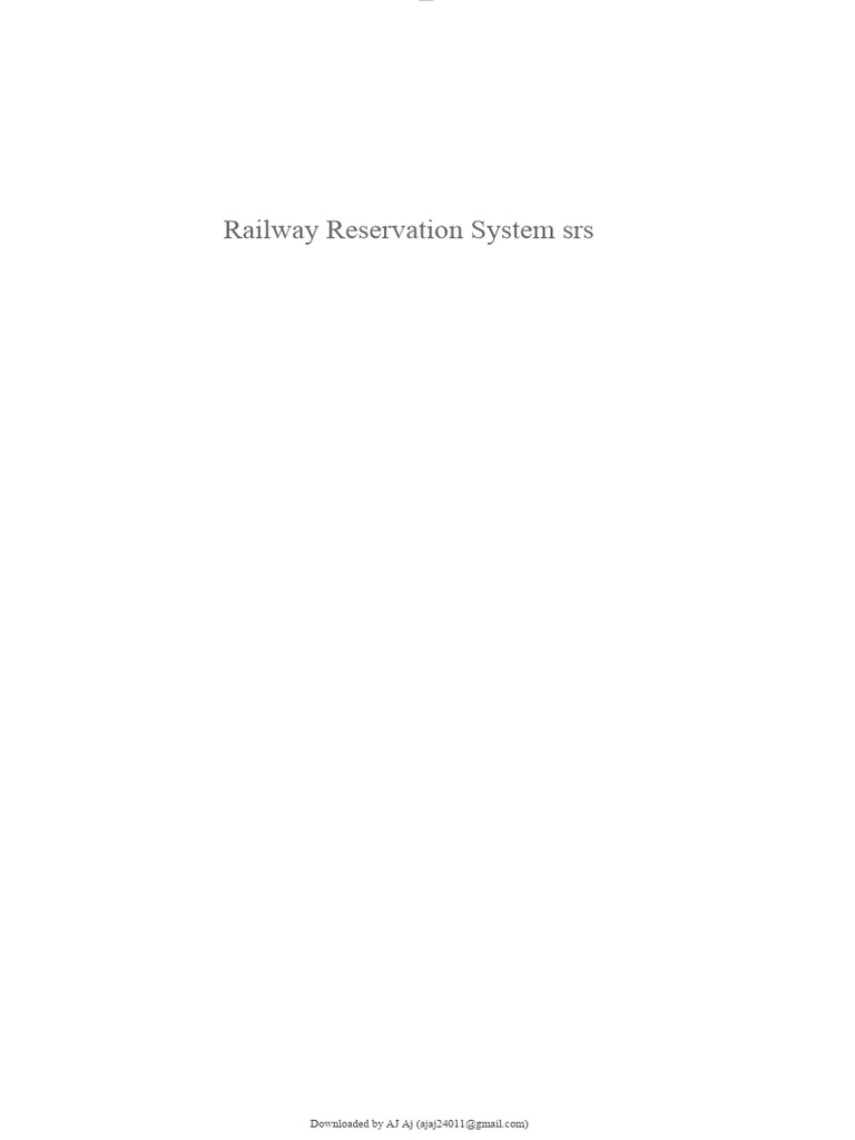 Railway Reservation System Srs | PDF | Software Testing | Feasibility Study