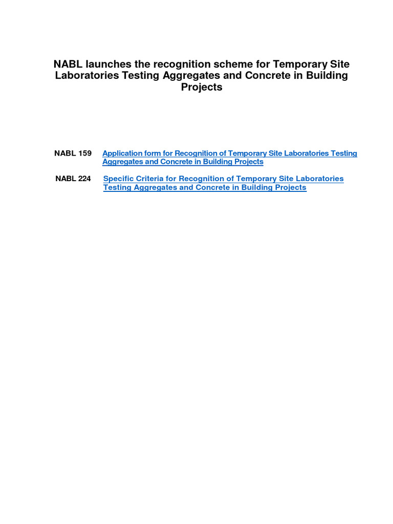 NABL Launches The Recognition Scheme For Temporary Site 1 | PDF | Technology & Engineering