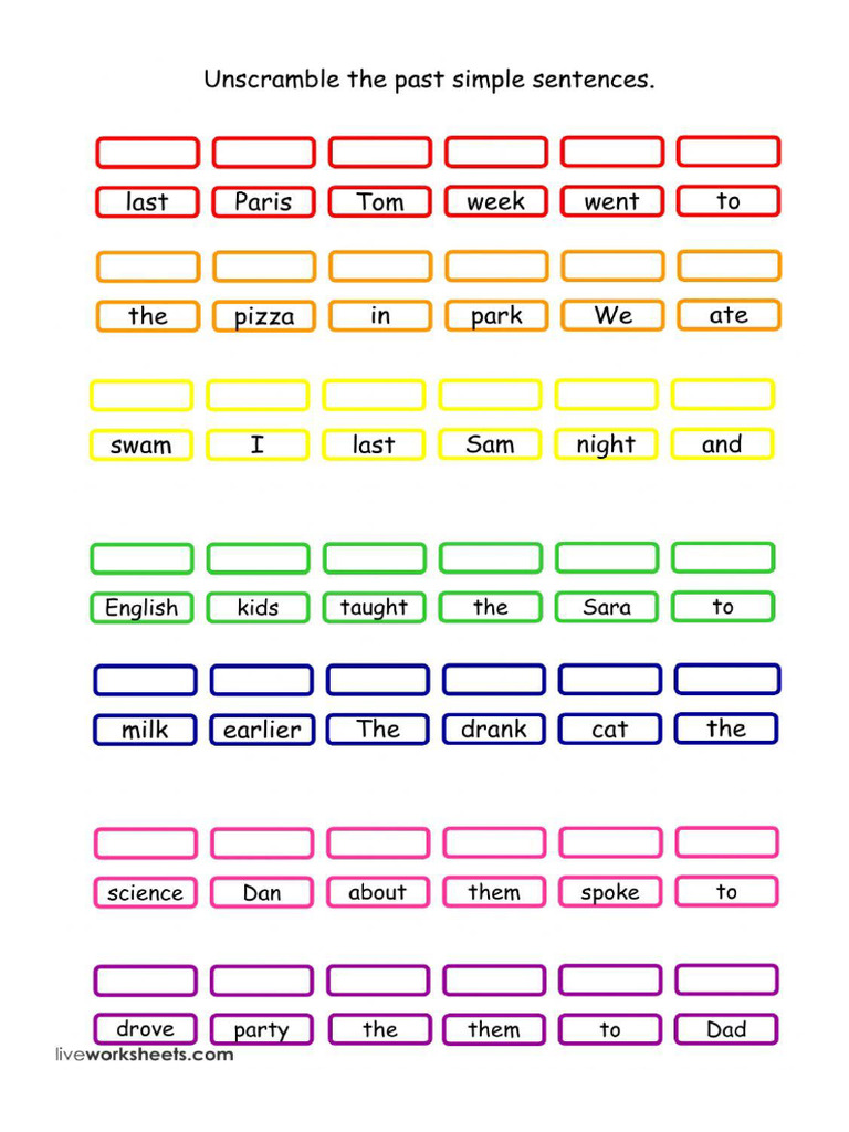 Simple past tense_Unscramble | PDF