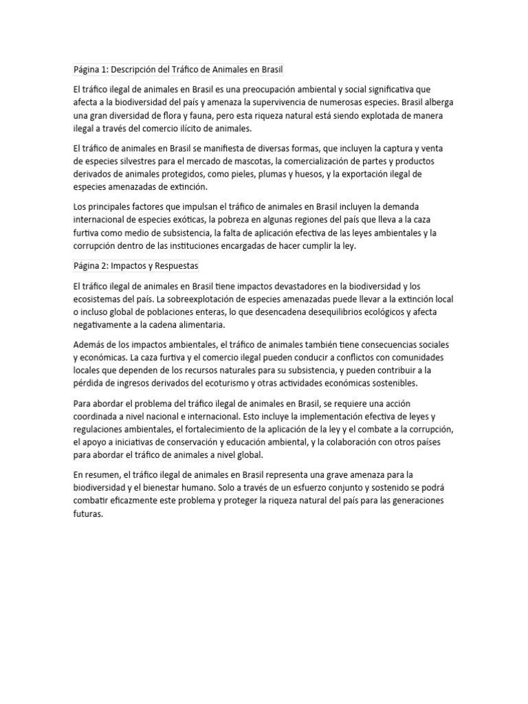 Tráfico Ilegal de Animales en Brasil | PDF | Biodiversidad | Economias
