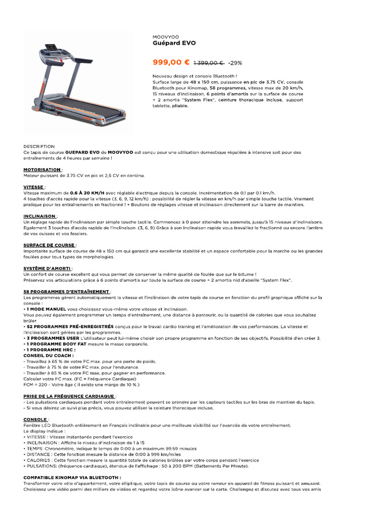 Tapis de Course Guepard | PDF