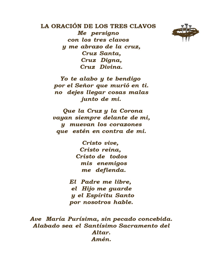 La Oración de Los Tres Clavos | PDF | Religión y espiritualidad